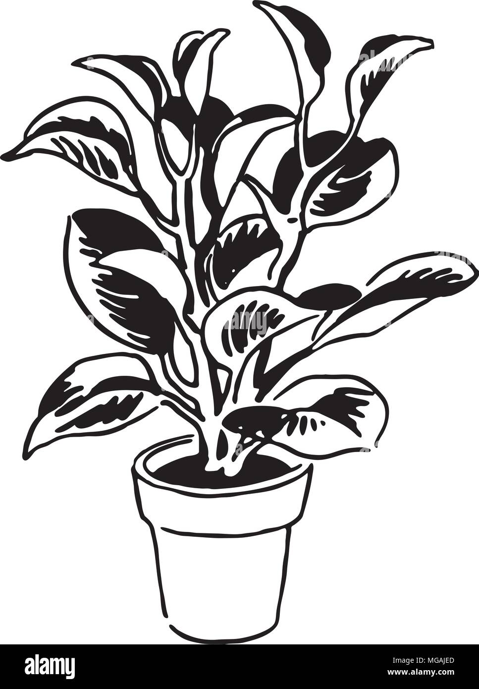 Plant 3 - Retro Clipart Illustration Stock Vector Image & Art - Alamy