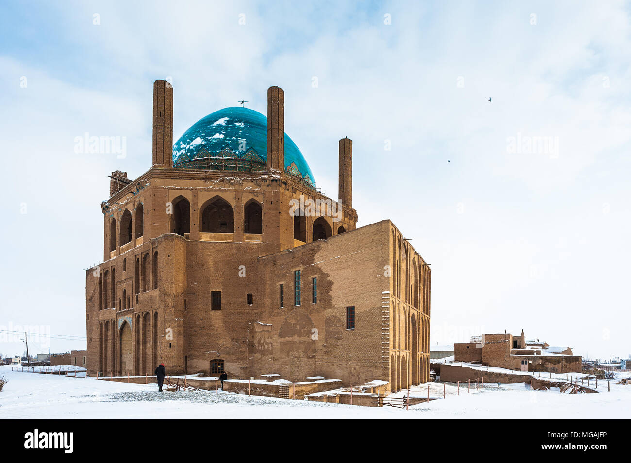 Soltaniyeh dome in winter on the snow, Soltaniyeh District of Abhar ...
