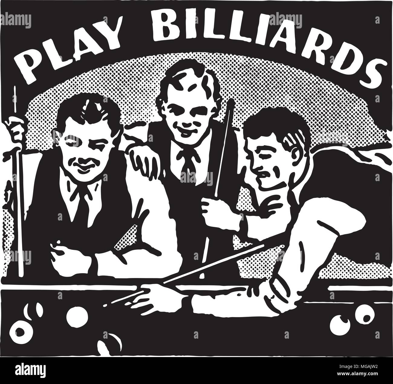 Play Billiards - Retro Ad Art Banner Stock Vector Image & Art - Alamy
