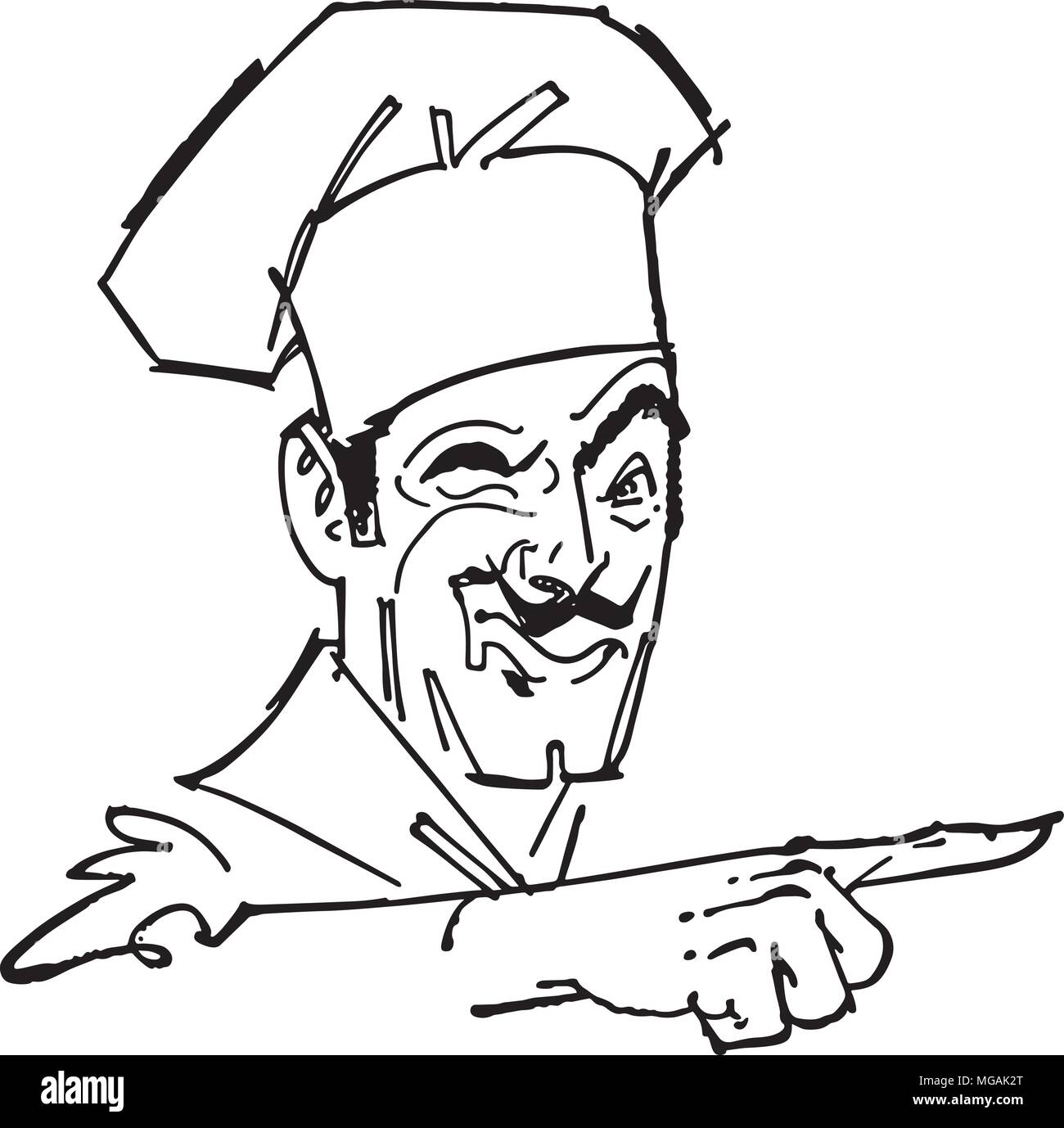 Pointing Chef - Retro Clipart Illustration Stock Vector Image & Art - Alamy