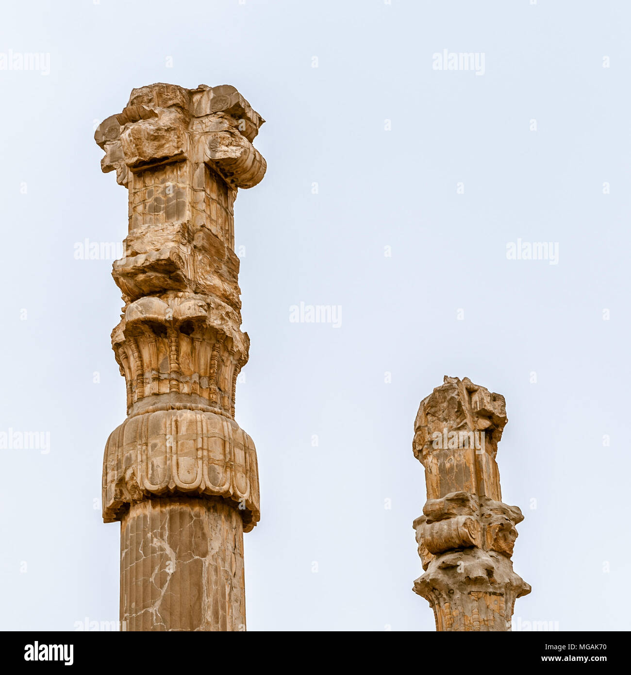 Columns of the ancient city of Persepolis, Iran. The ceremonial capital ...