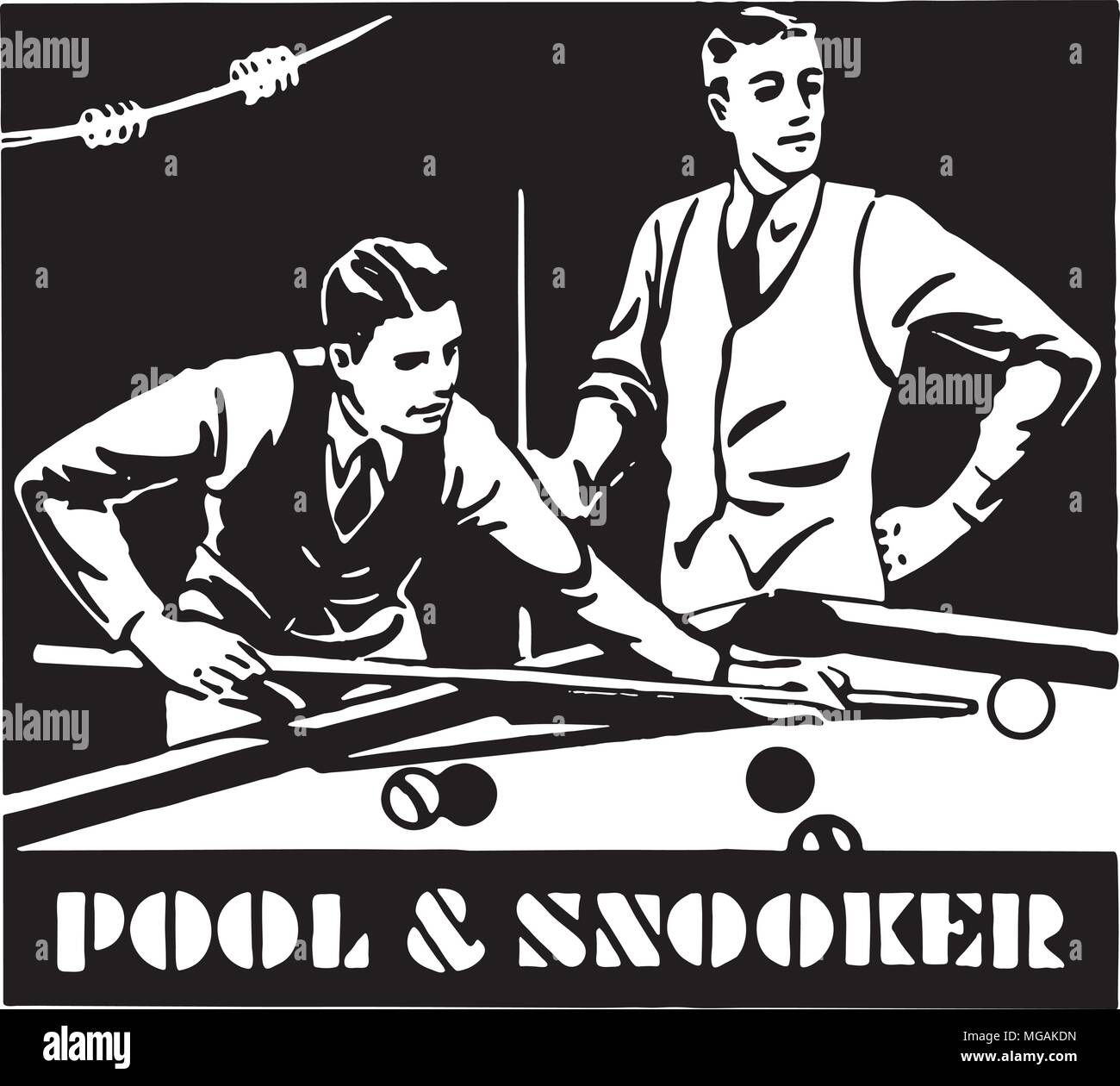 Pool And Snooker - Retro Ad Art Banner Stock Vector Image & Art - Alamy