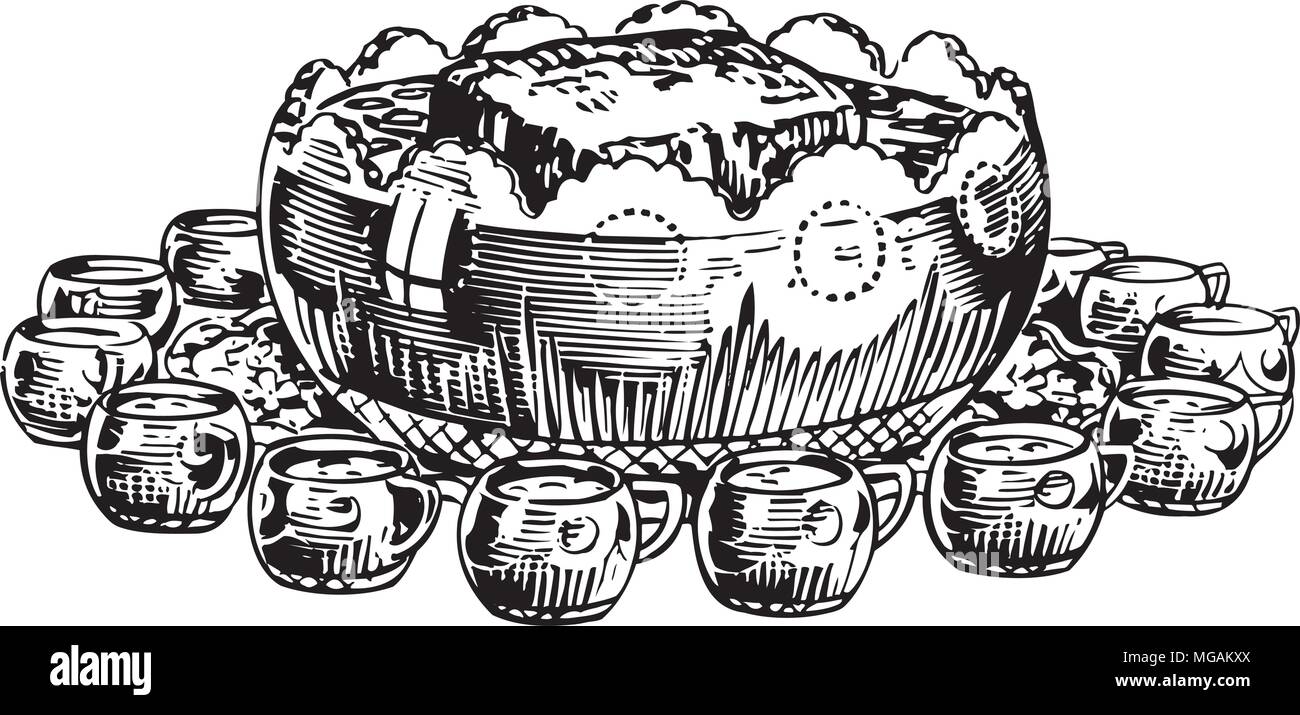 Punch Bowl 3 - Retro Clipart Illustration Stock Vector Image & Art - Alamy