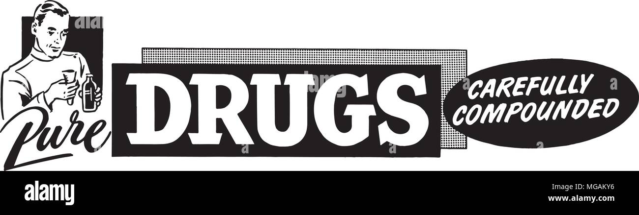 Pure Drugs - Retro Clipart Banner Stock Vector Image & Art - Alamy