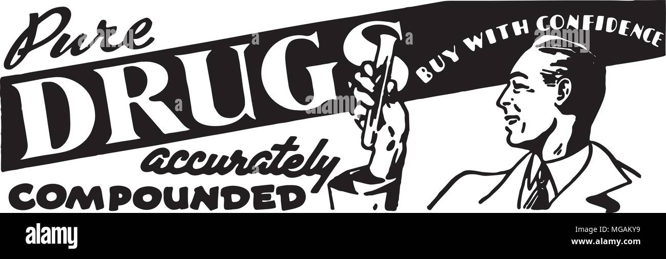 Pure Drugs 2 - Retro Ad Art Banner Stock Vector Image & Art - Alamy
