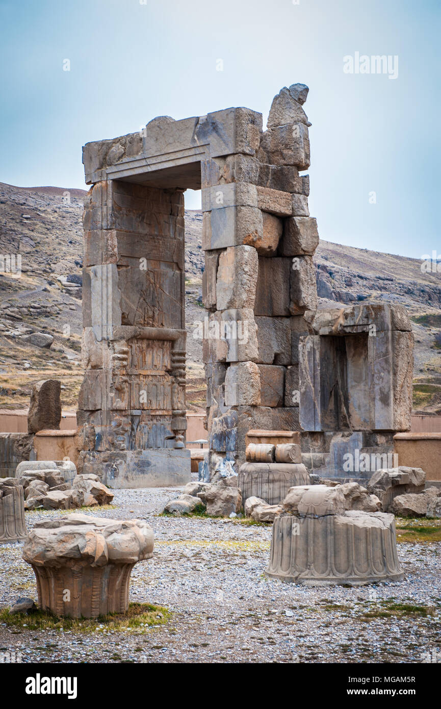 The hundred columns hall in the ancient city of Persepolis, Iran ...