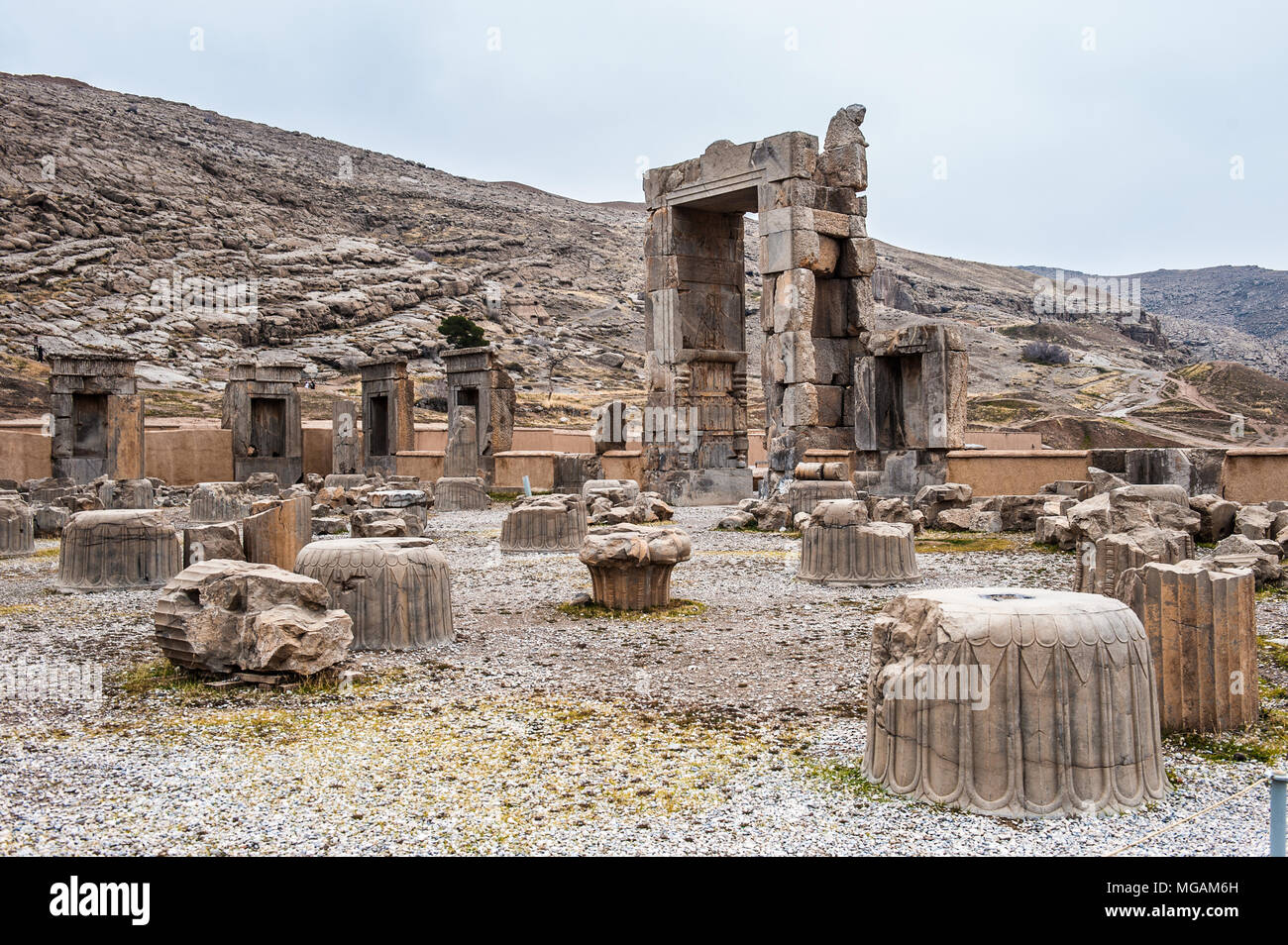 The hundred columns hall in the ancient city of Persepolis, Iran ...