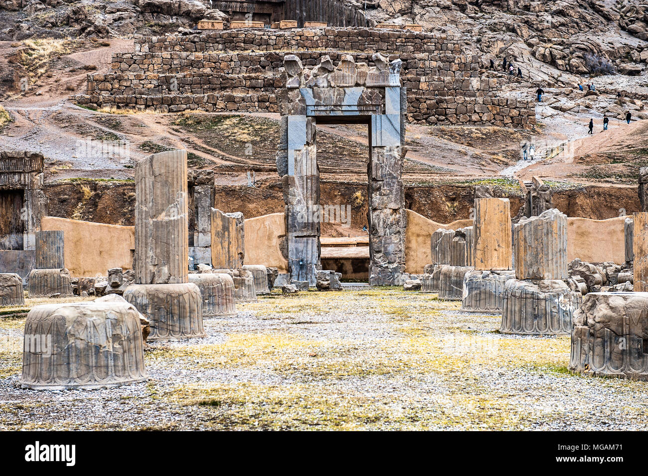 The hundred columns hall in the ancient city of Persepolis, Iran ...