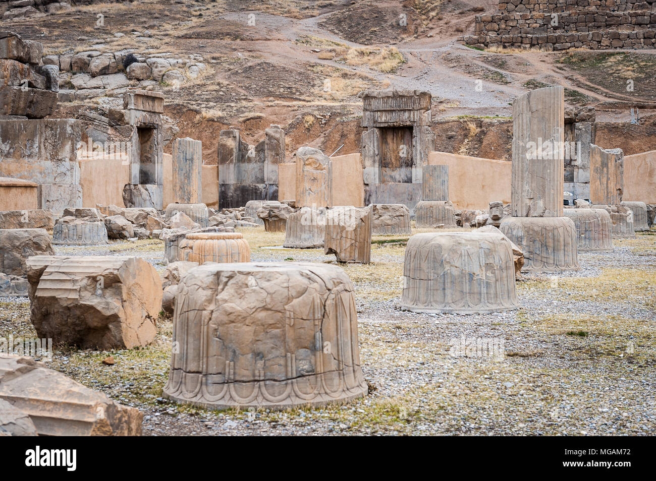 The hundred columns hall in the ancient city of Persepolis, Iran ...
