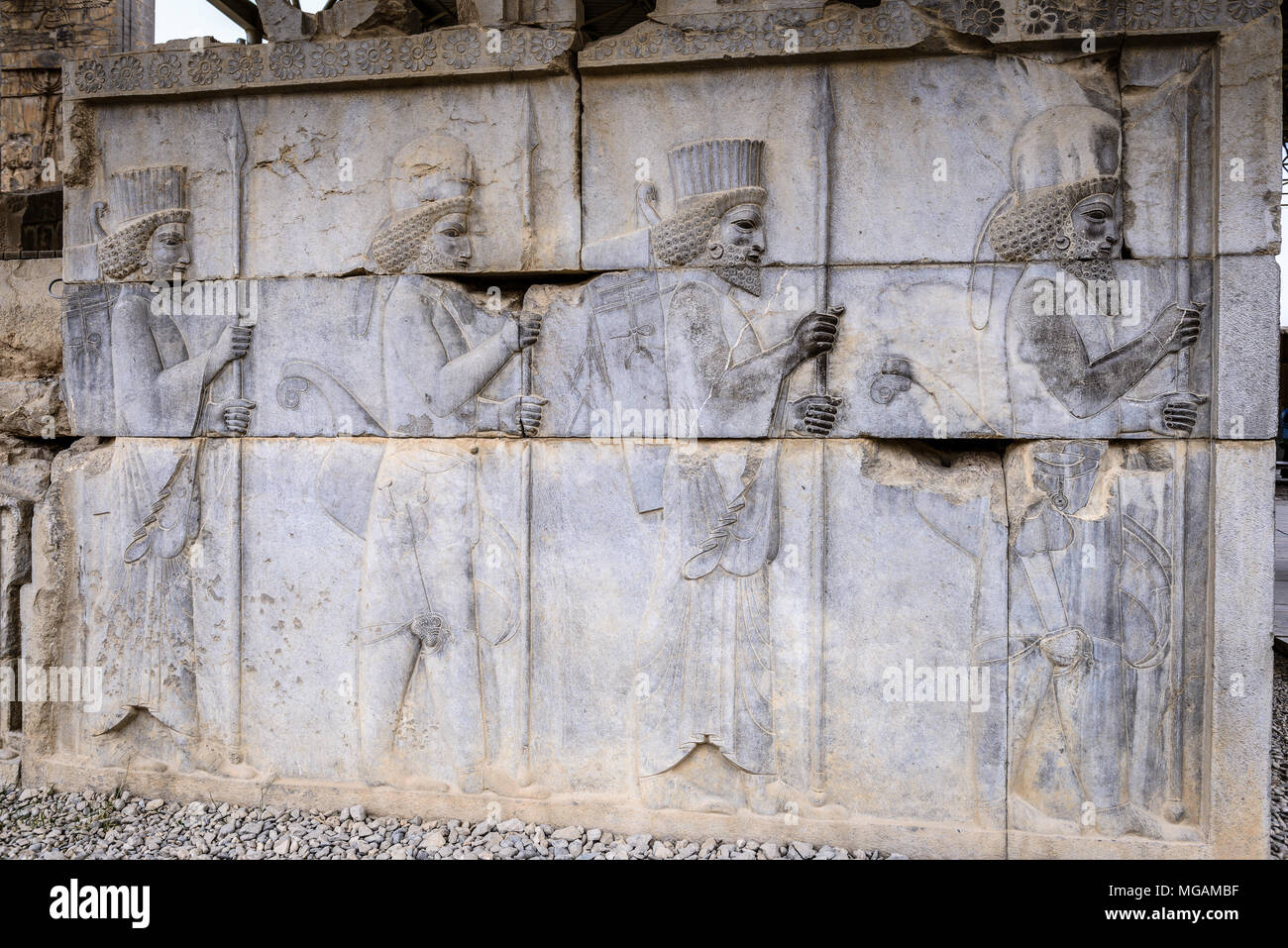 Ancient stone relief in Persepolis, the ceremonial capital of the ...
