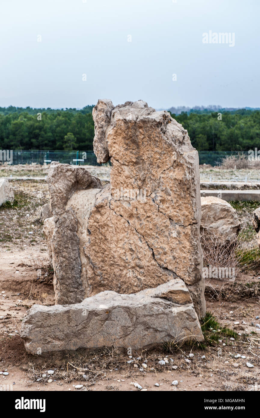 The Hundred colums hall in (Apadana of Xerxes) in the ancient city of ...