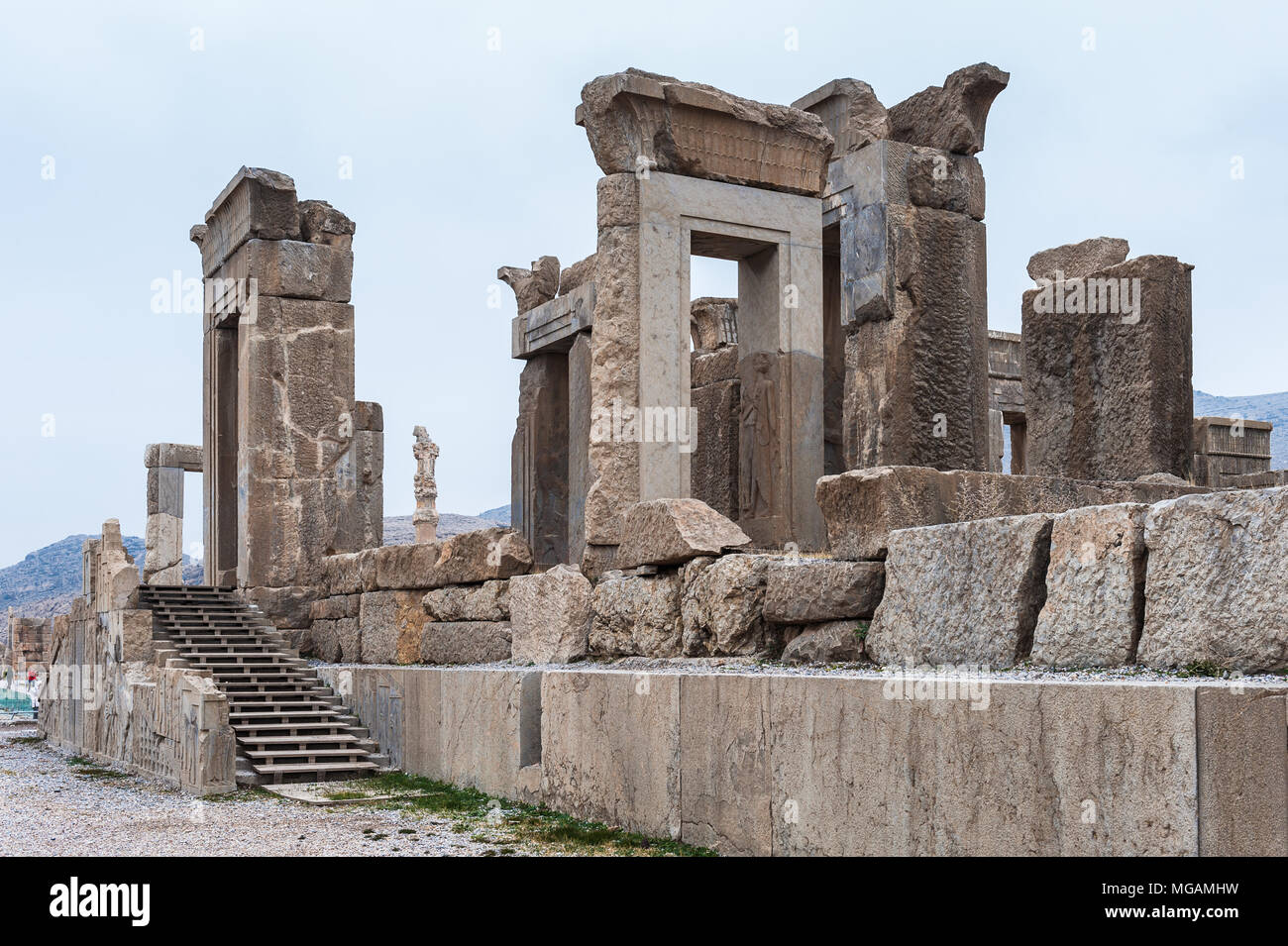 The Hundred colums hall in (Apadana of Xerxes) in the ancient city of ...