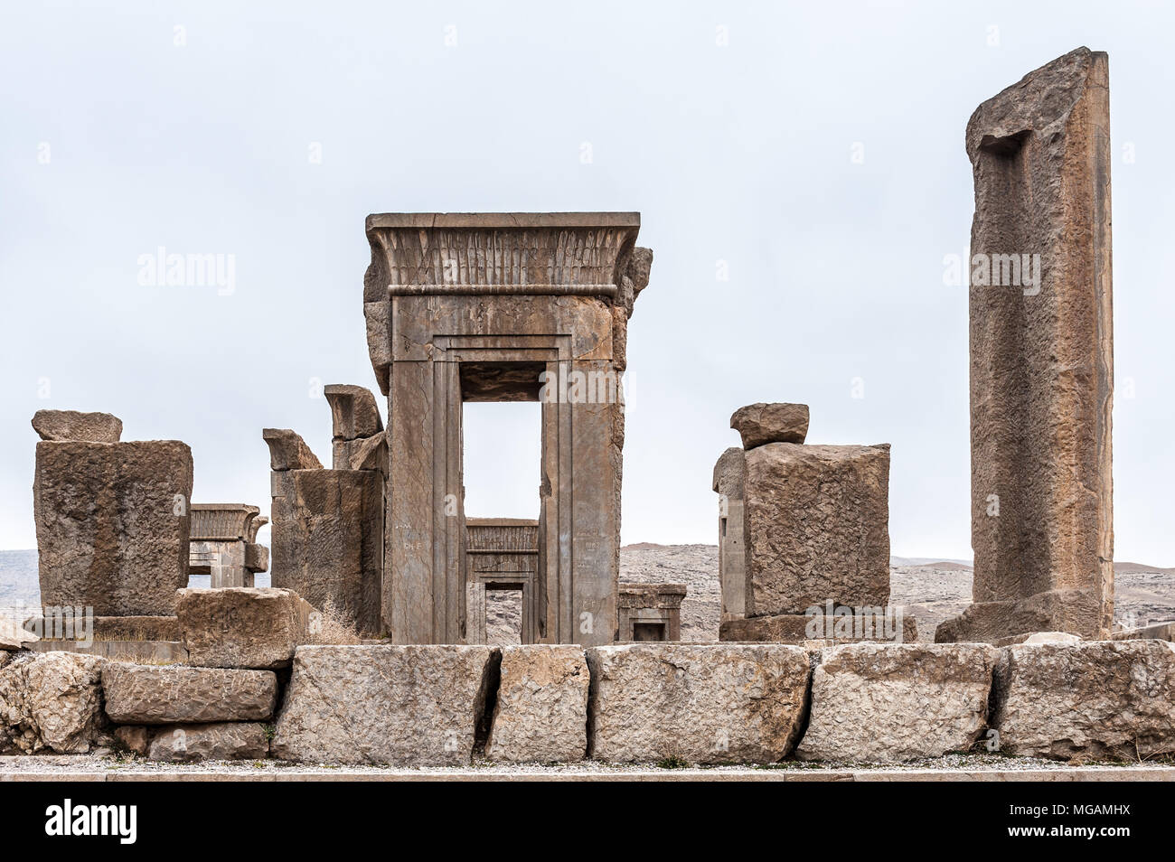 The Hundred colums hall in (Apadana of Xerxes) in the ancient city of ...