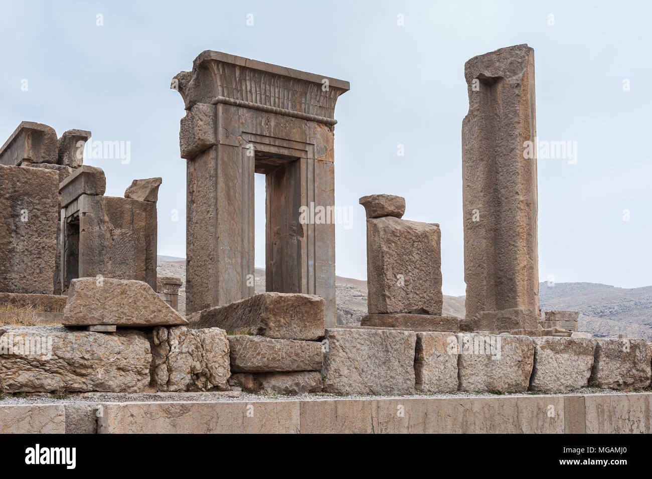 The Hundred colums hall in (Apadana of Xerxes) in the ancient city of ...