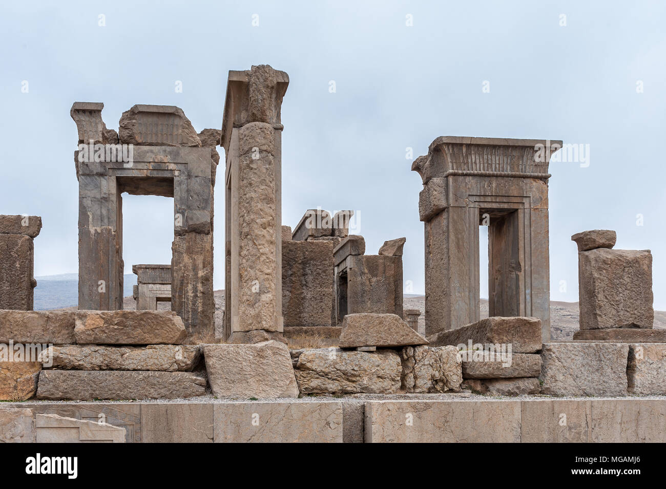 The Hundred colums hall in (Apadana of Xerxes) in the ancient city of ...