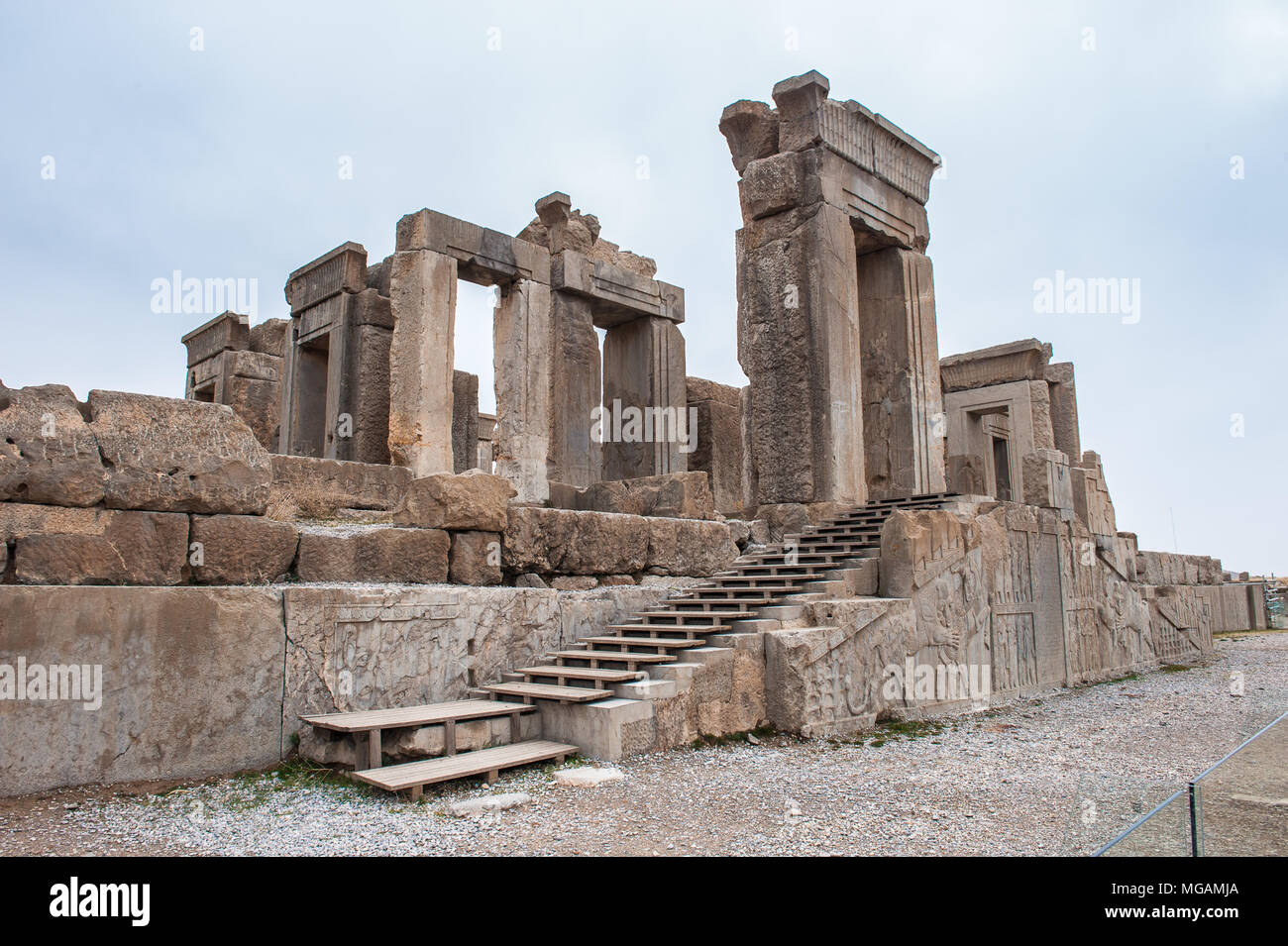 The Hundred colums hall in (Apadana of Xerxes) in the ancient city of ...