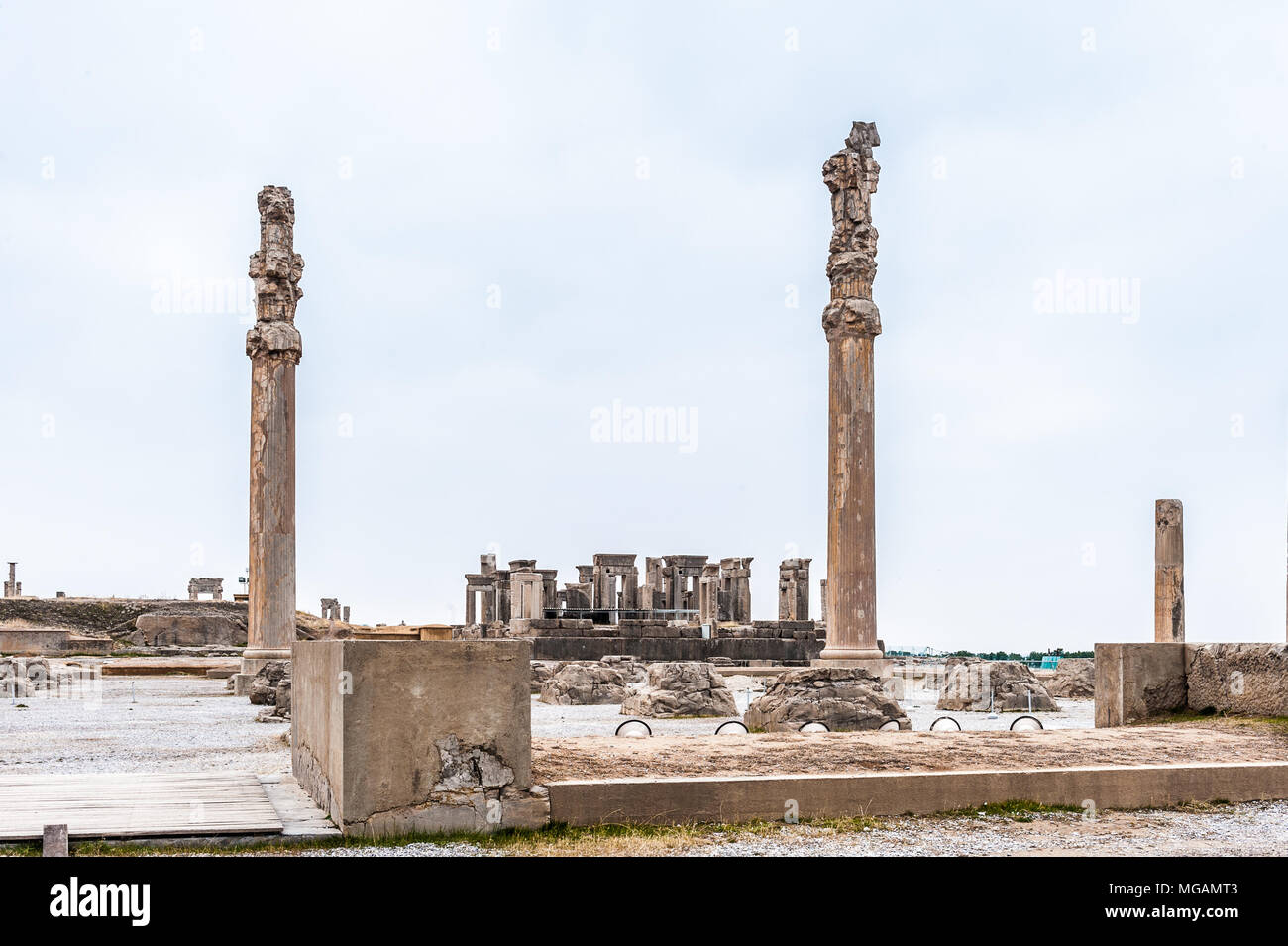 Colums and ruins of the ancient city of Persepolis, Iran. UNESCO World ...