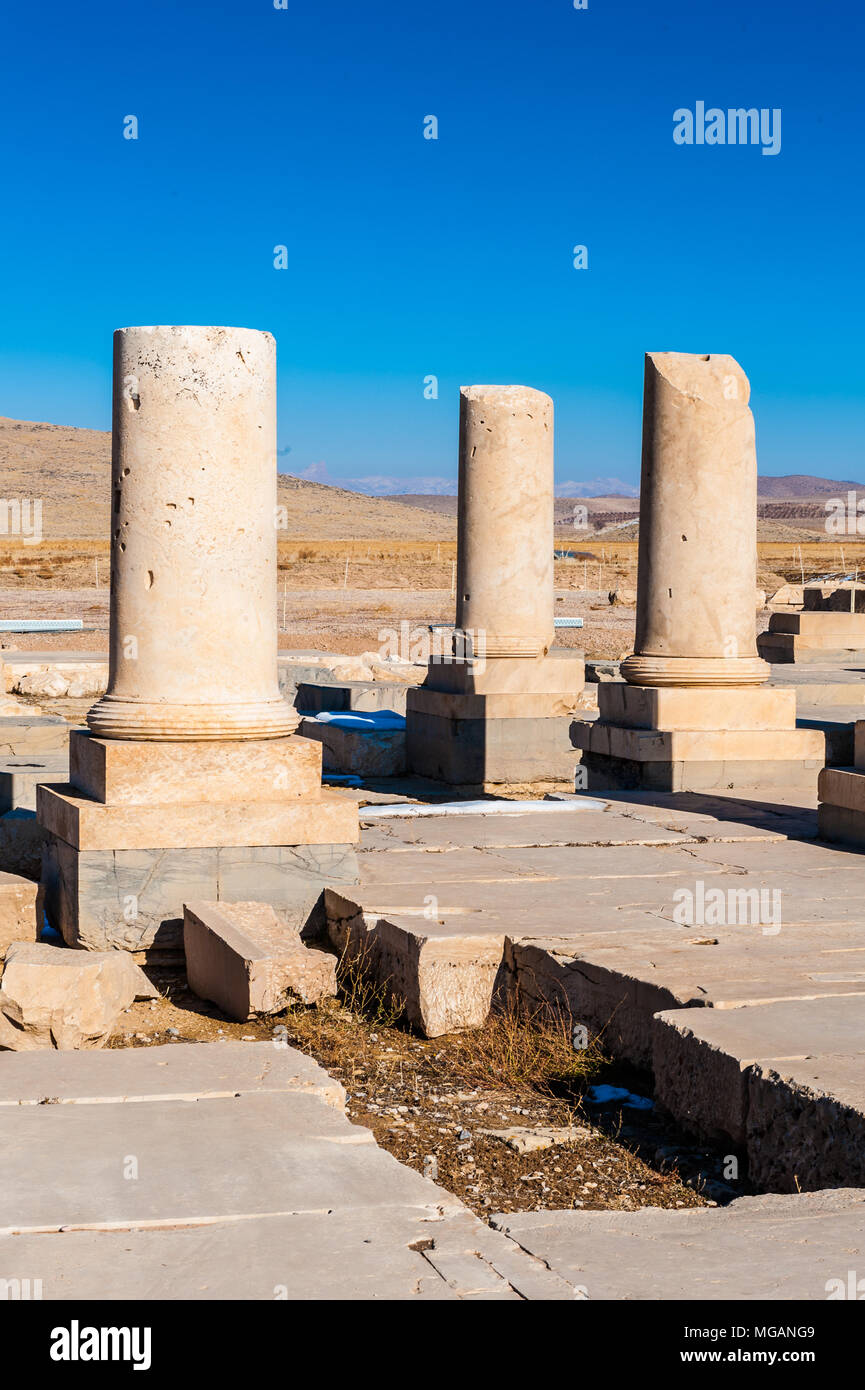 Colums of the Perivate Palace in the Ancient Persian city of Pasargad ...