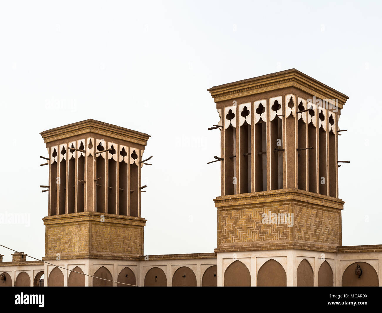 Anceint wind catcher located on the top of the buildings serving for ...