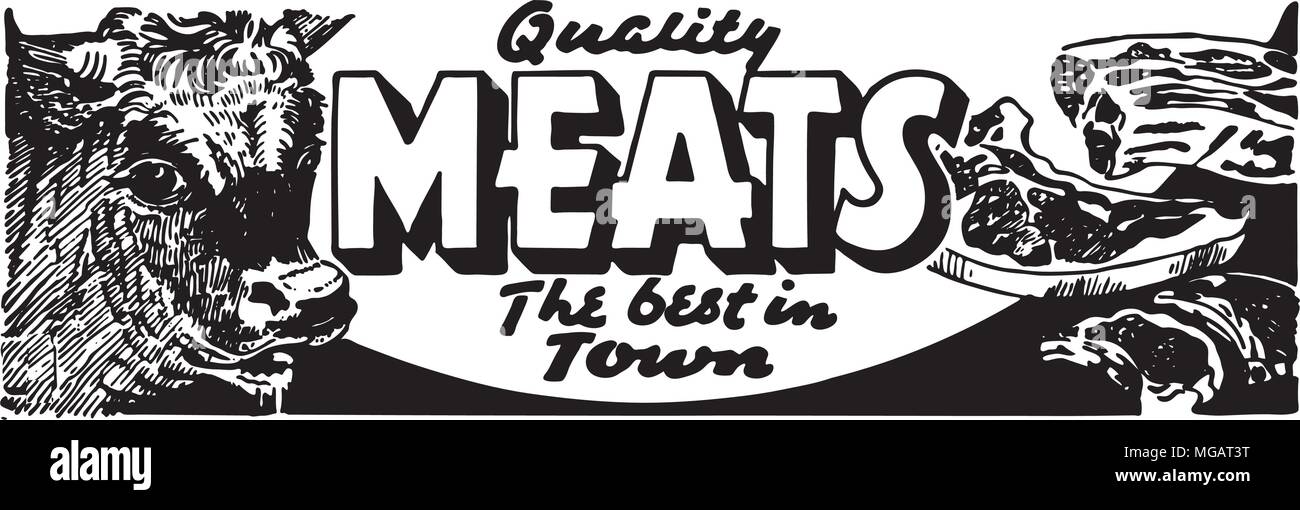 Quality Meats 2 - Retro Ad Art Banner Stock Vector Image & Art - Alamy