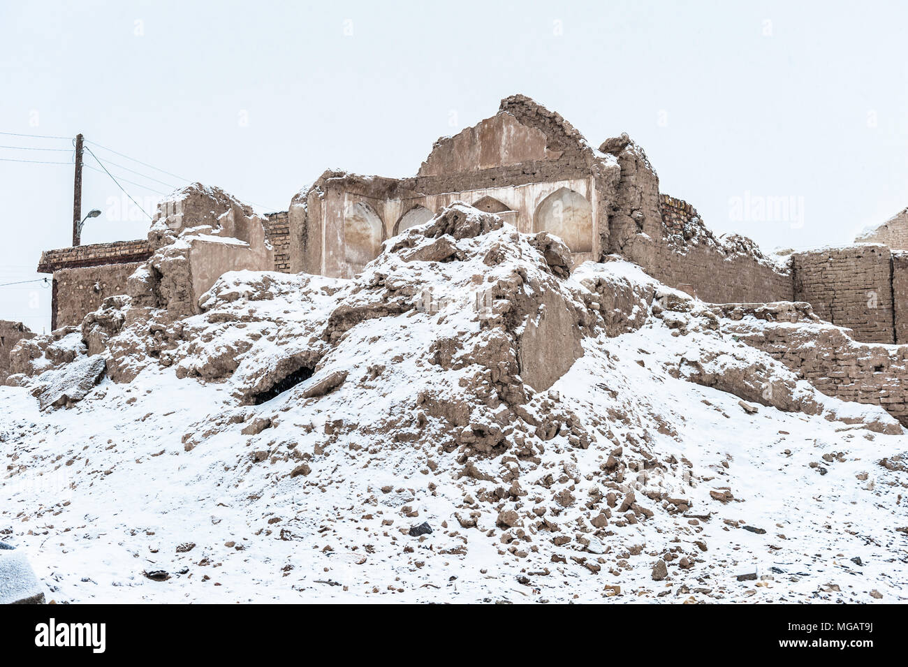 Street in snow during the winter n Iran Stock Photo - Alamy