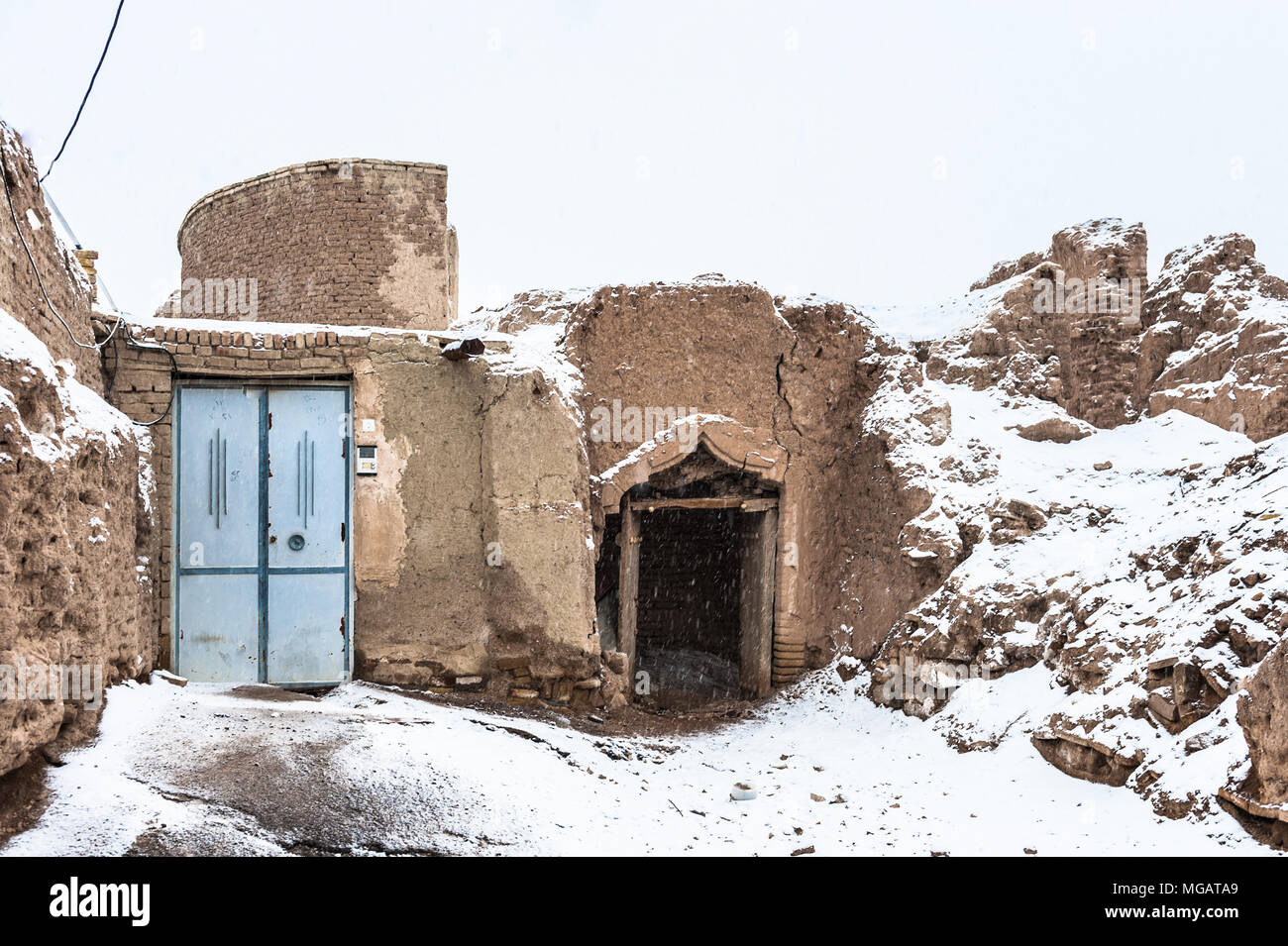Street in snow during the winter n Iran Stock Photo - Alamy