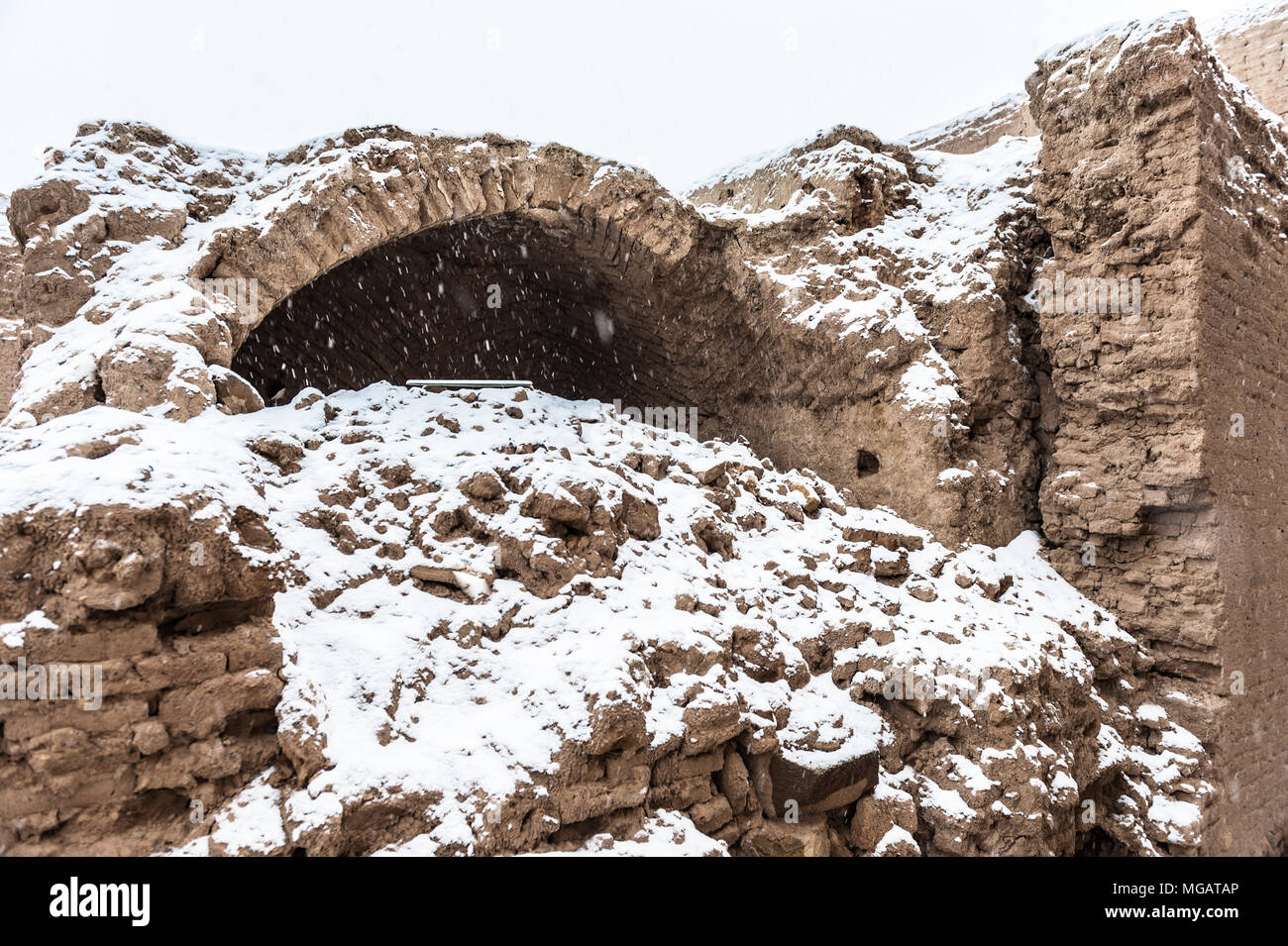 Street in snow during the winter n Iran Stock Photo - Alamy