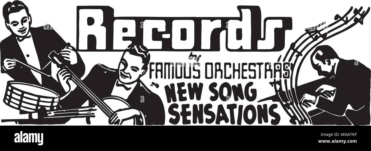 Records 2 - Retro Ad Art Banner Stock Vector Image & Art - Alamy