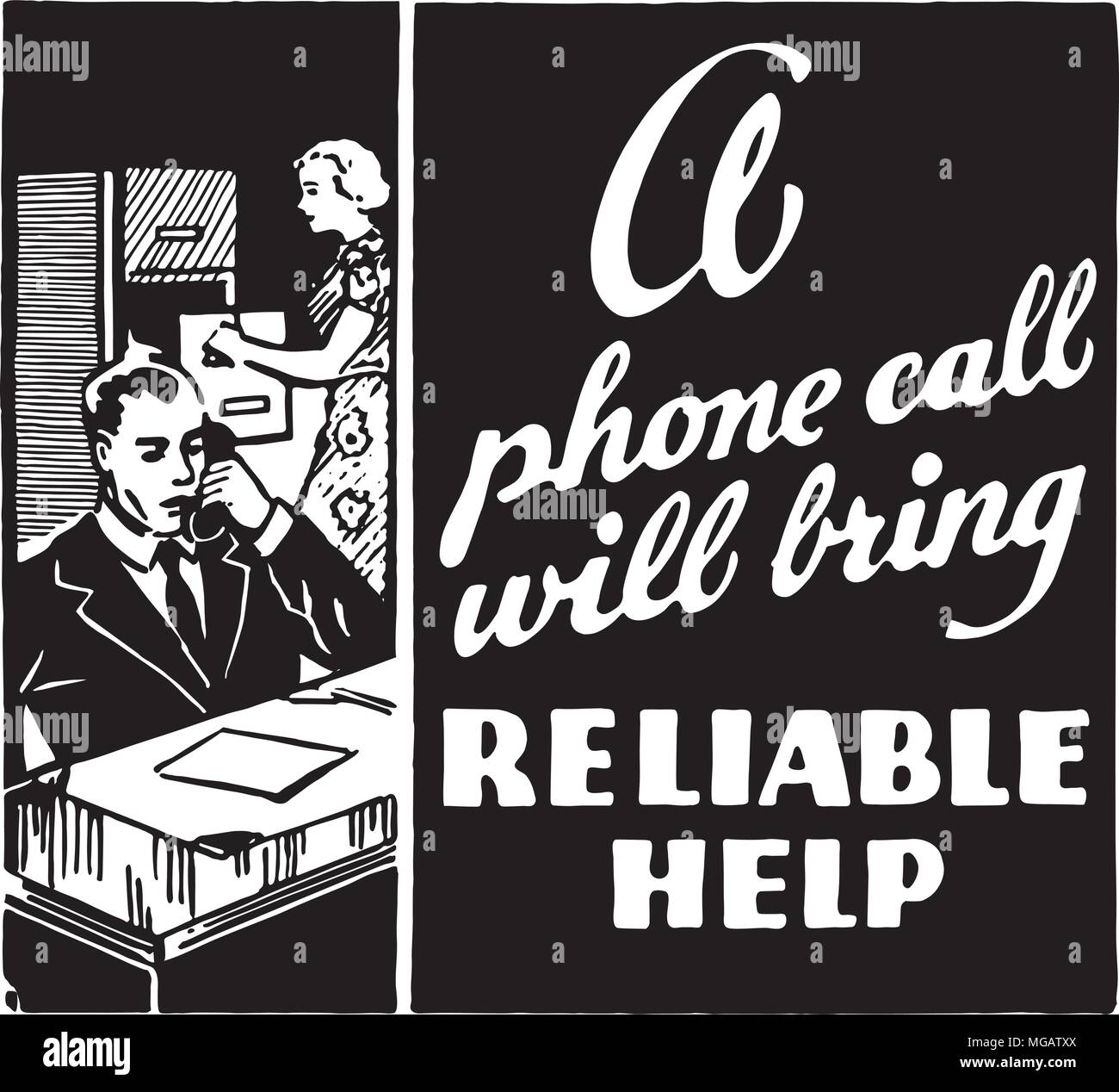 Reliable Help - Retro Ad Art Banner Stock Vector Image & Art - Alamy