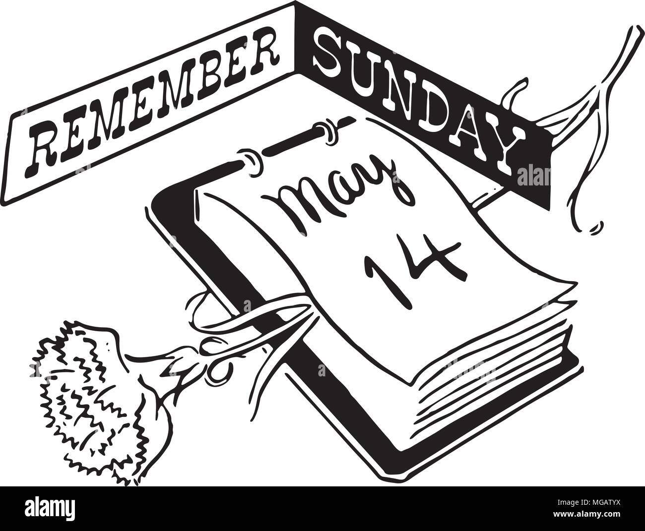 Remember Sunday - Retro Clipart Illustration Stock Vector Image & Art ...