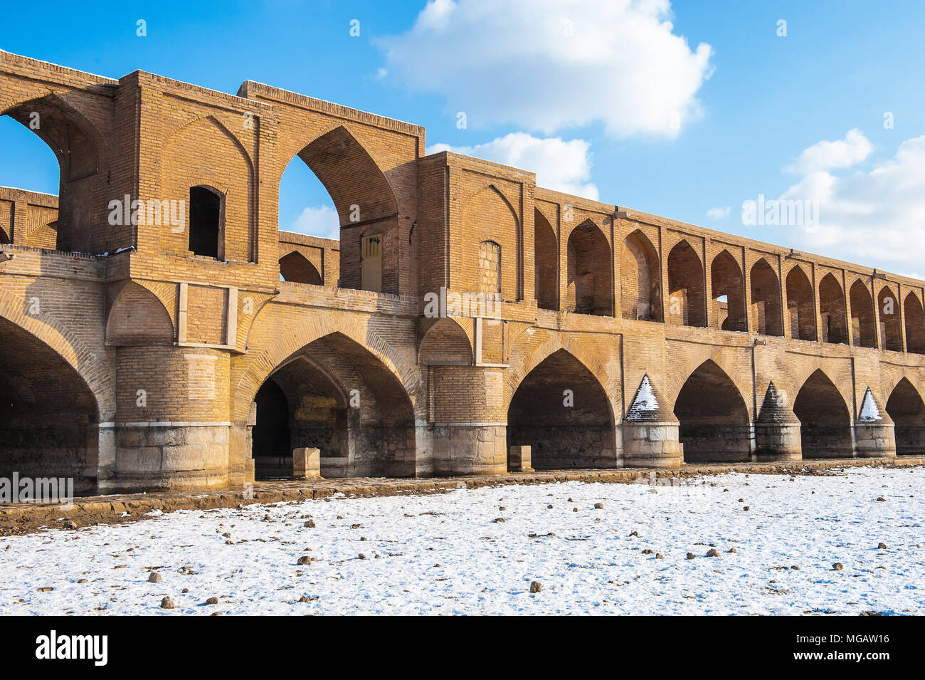 Part of the 33 pol Allah Verdi Khan bridge in Isfahan, Iran Stock Photo ...