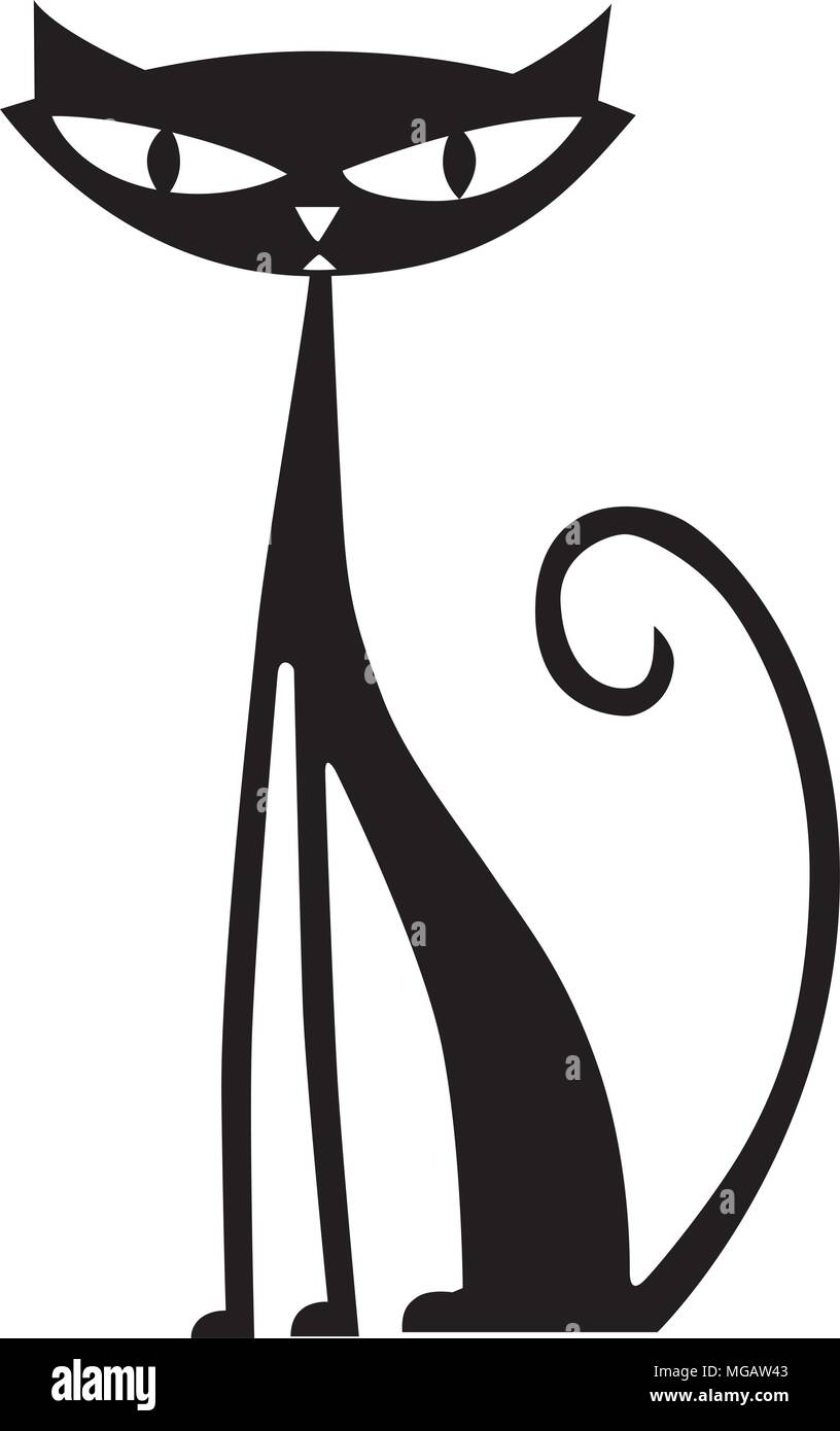 Retro Cat 2 - Retro Clipart Illustration Stock Vector Image & Art - Alamy