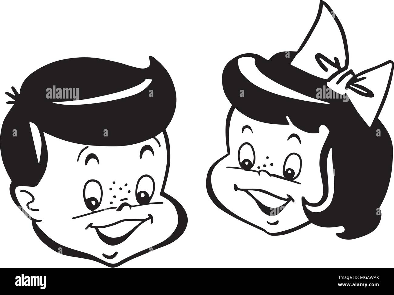 Retro Kids - Retro Clipart Illustration Stock Vector Image & Art - Alamy