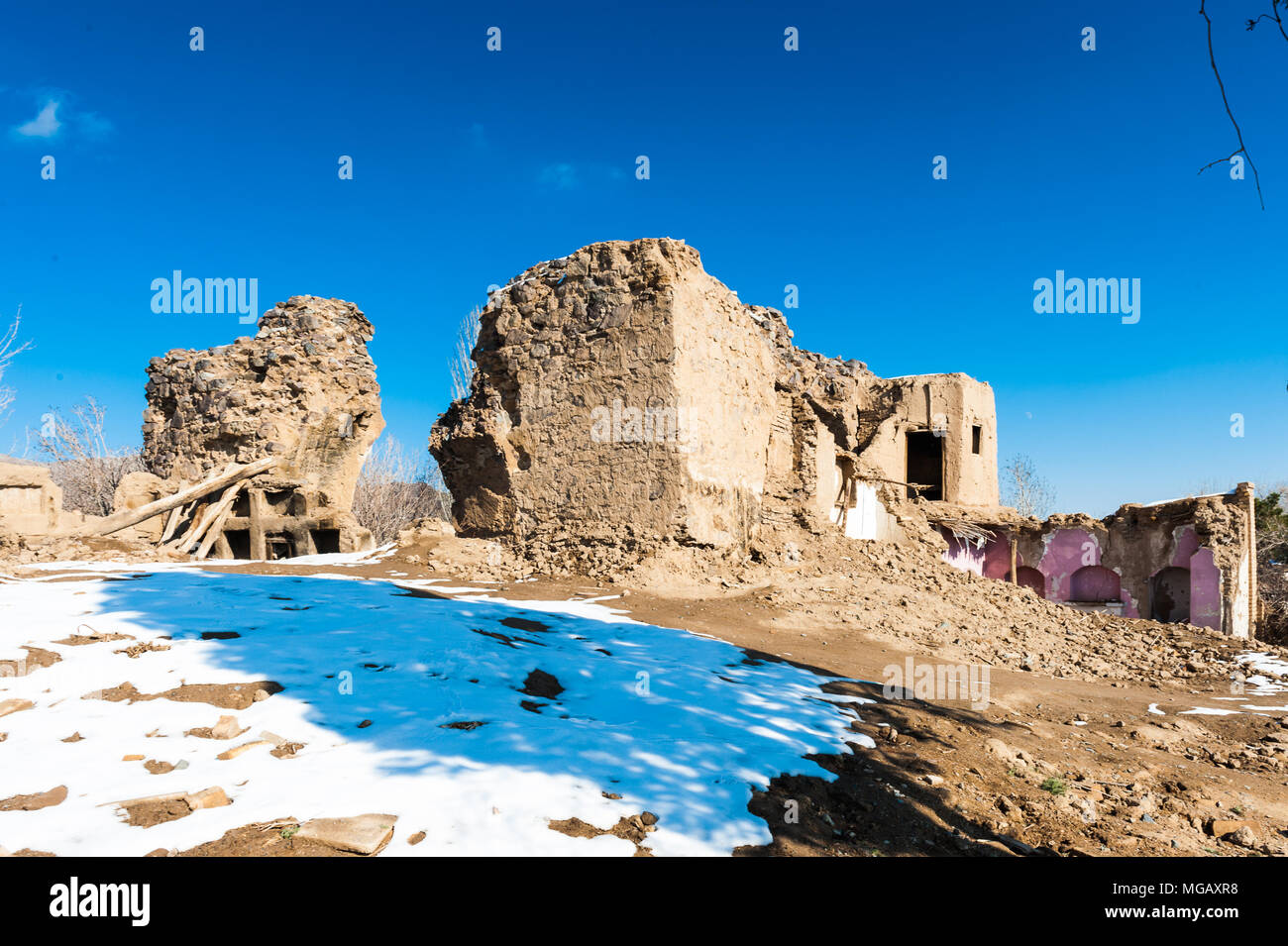 Destroyed village in Winter Stock Photo - Alamy