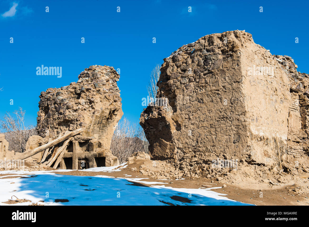 Destroyed village in Winter Stock Photo - Alamy