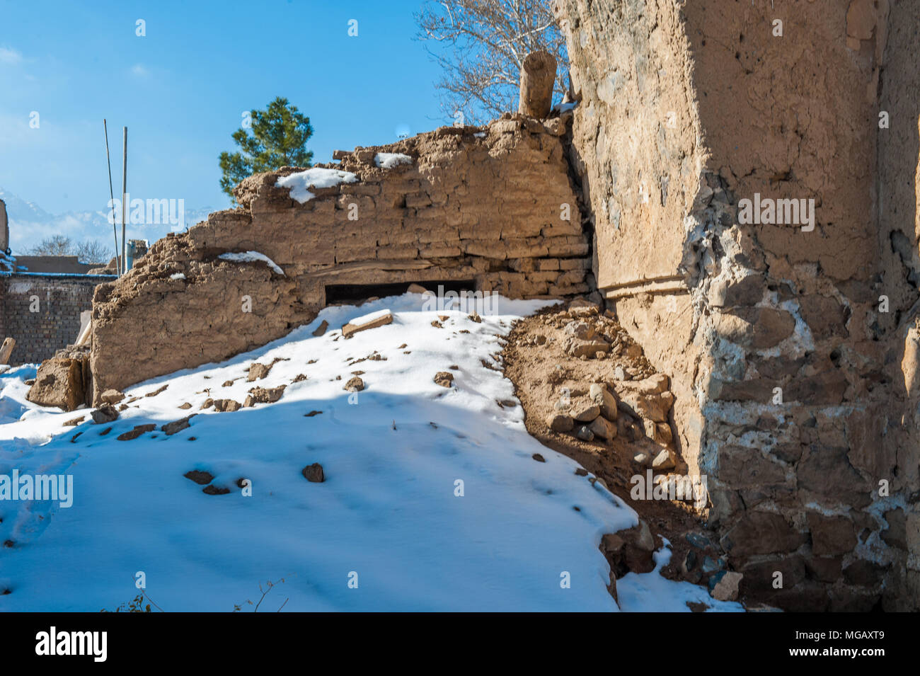Destroyed village in Winter Stock Photo - Alamy
