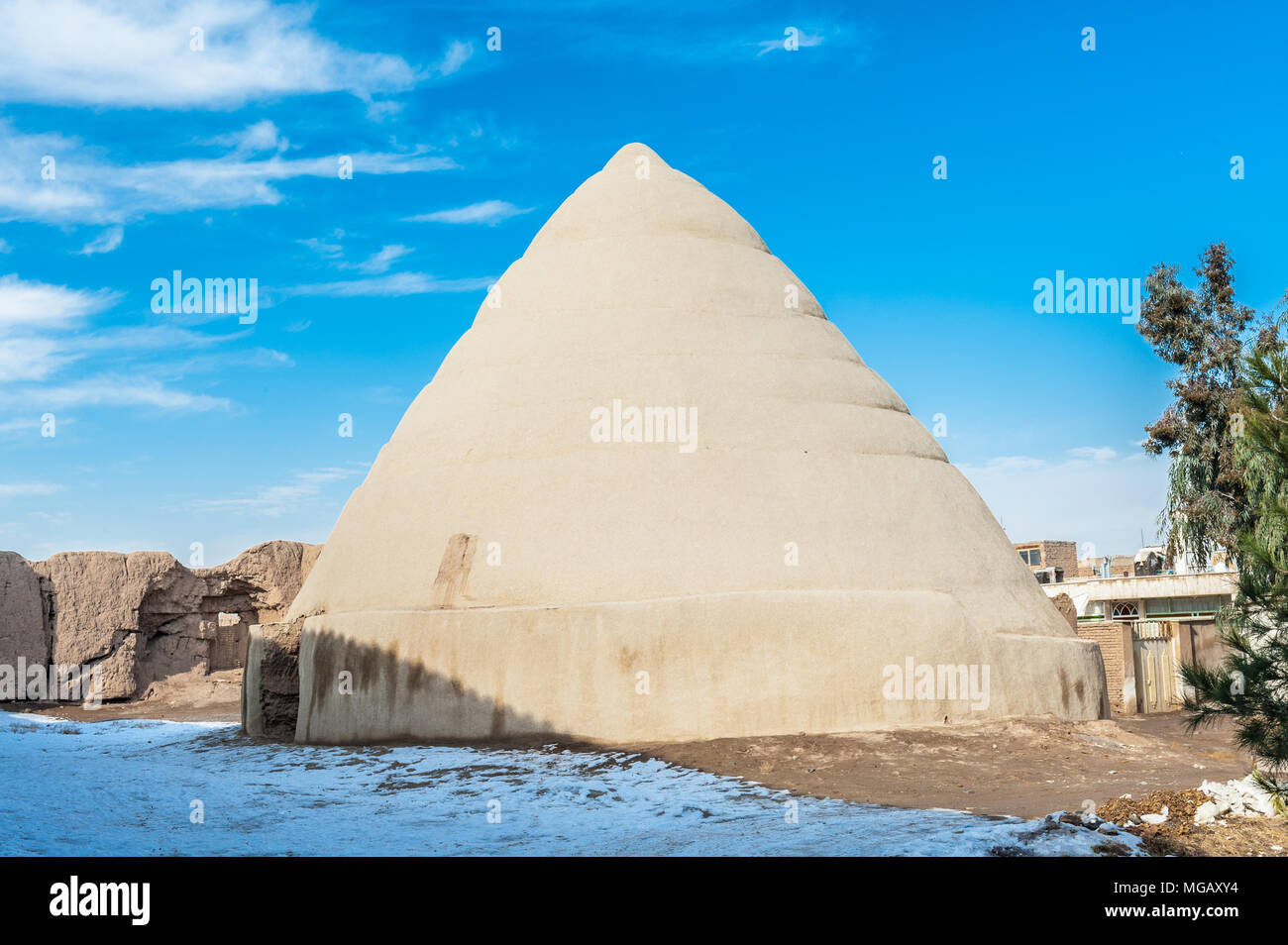 Ancient fridge near the Fortress walls, called Ghal'eh Jalali in Kashan ...