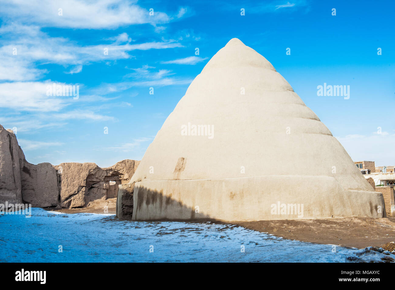 Ancient fridge near the Fortress walls, called Ghal'eh Jalali in Kashan ...