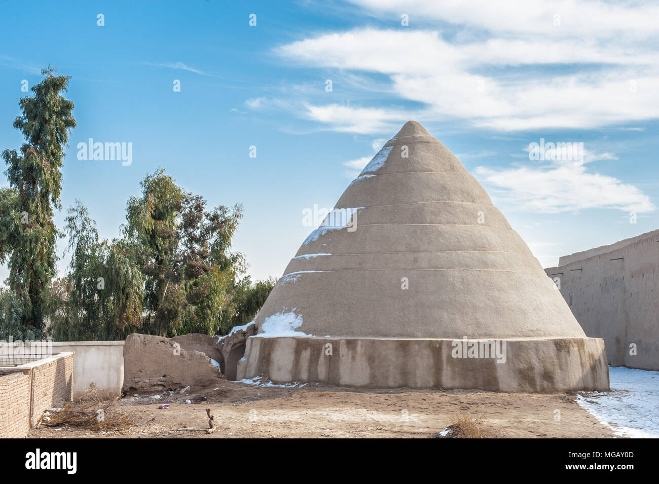 Ancient fridge near the Fortress walls, called Ghal'eh Jalali in Kashan ...