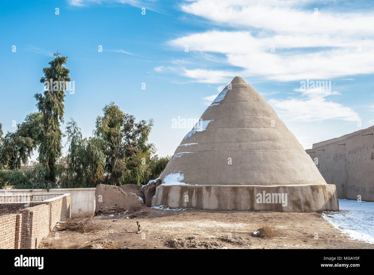 Ancient fridge near the Fortress walls, called Ghal'eh Jalali in Kashan ...