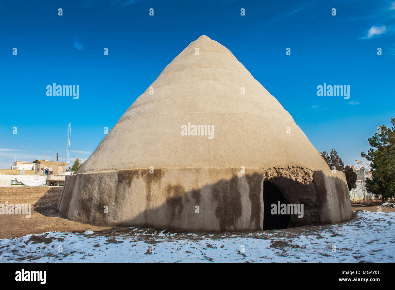 Ancient fridge near the Fortress walls, called Ghal'eh Jalali in Kashan ...