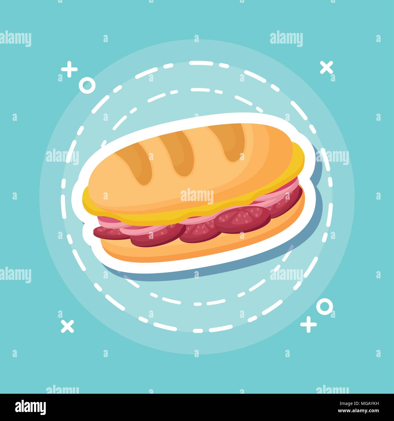 sandwich icon over blue background, colorful design. vector ...