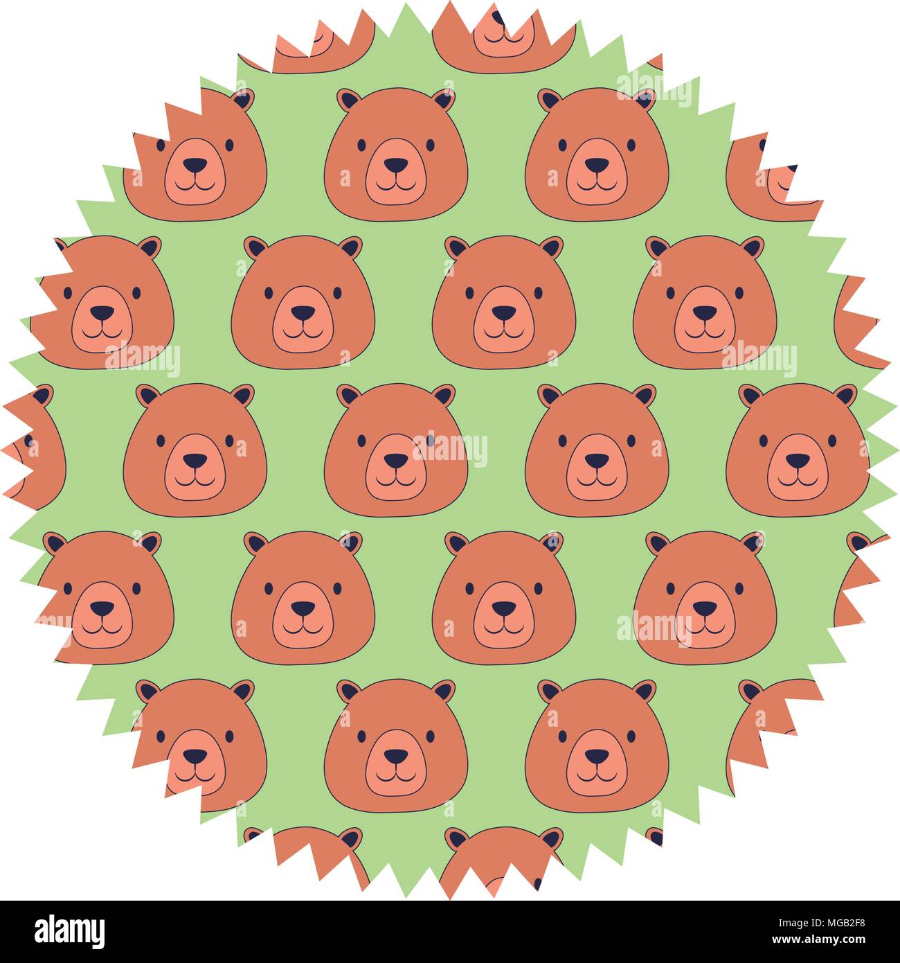 decorative circular frame with cute bears over white background ...