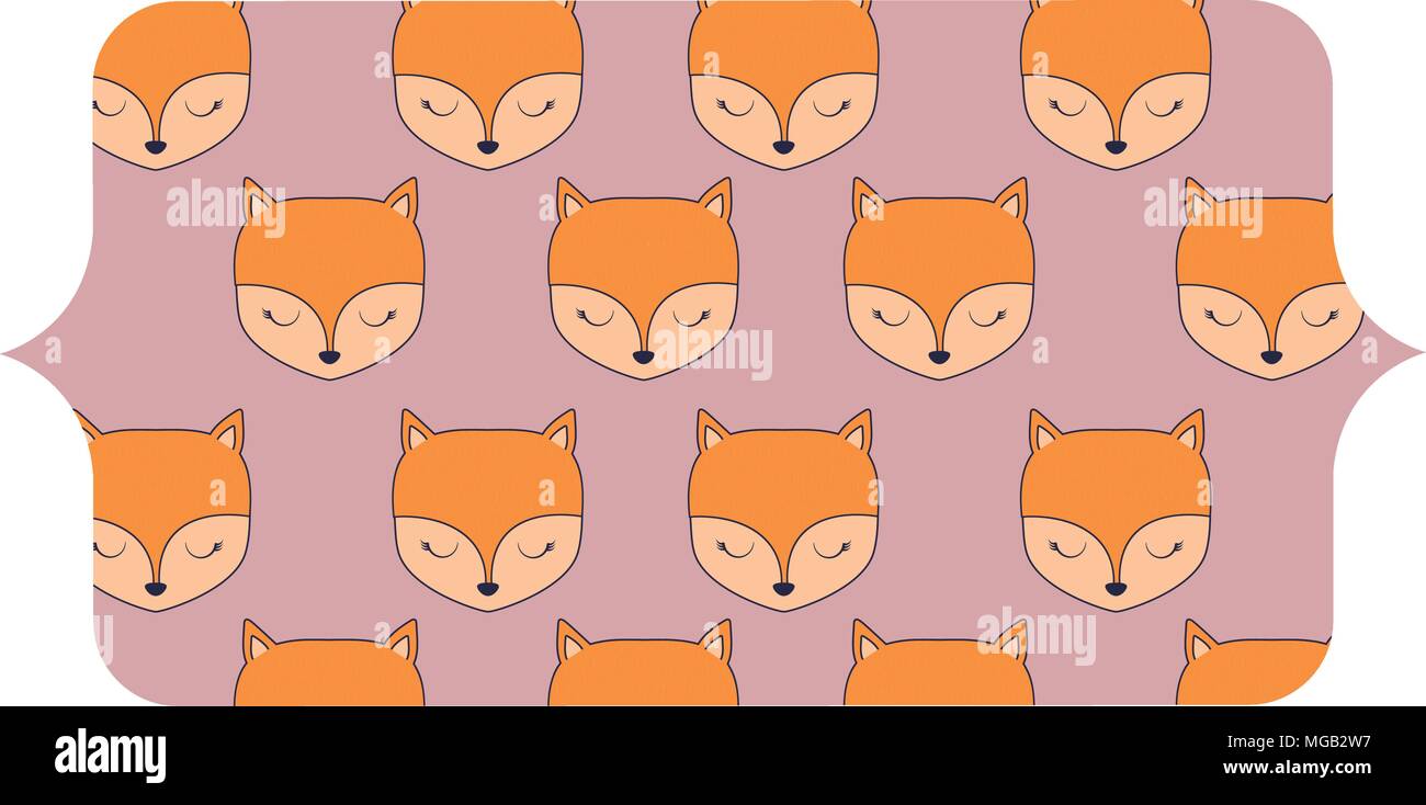 banner with cute foxes pattern over white background, vector ...