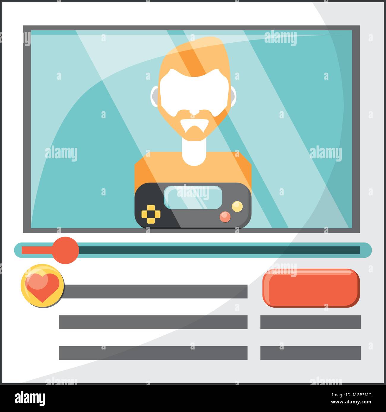 video player with avatar man over white background vector illustration ...