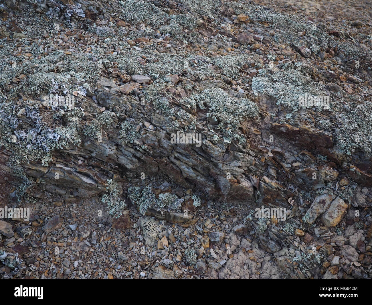 Rocky cliff edge with lichen Stock Photo - Alamy