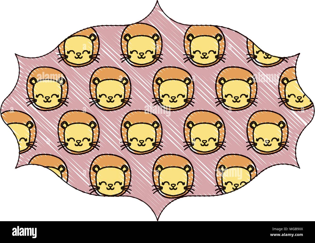 decorative arabic frame with cute lions over white background, colorful ...