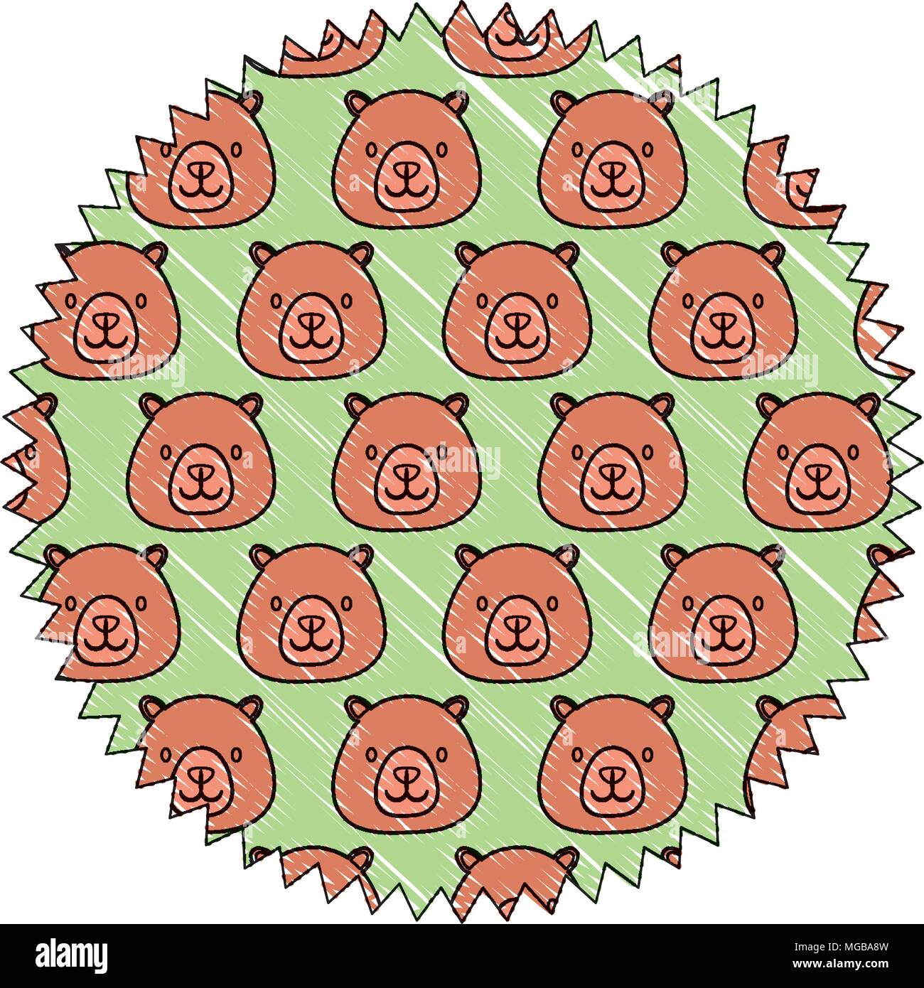 decorative circular frame with cute bears over white background ...