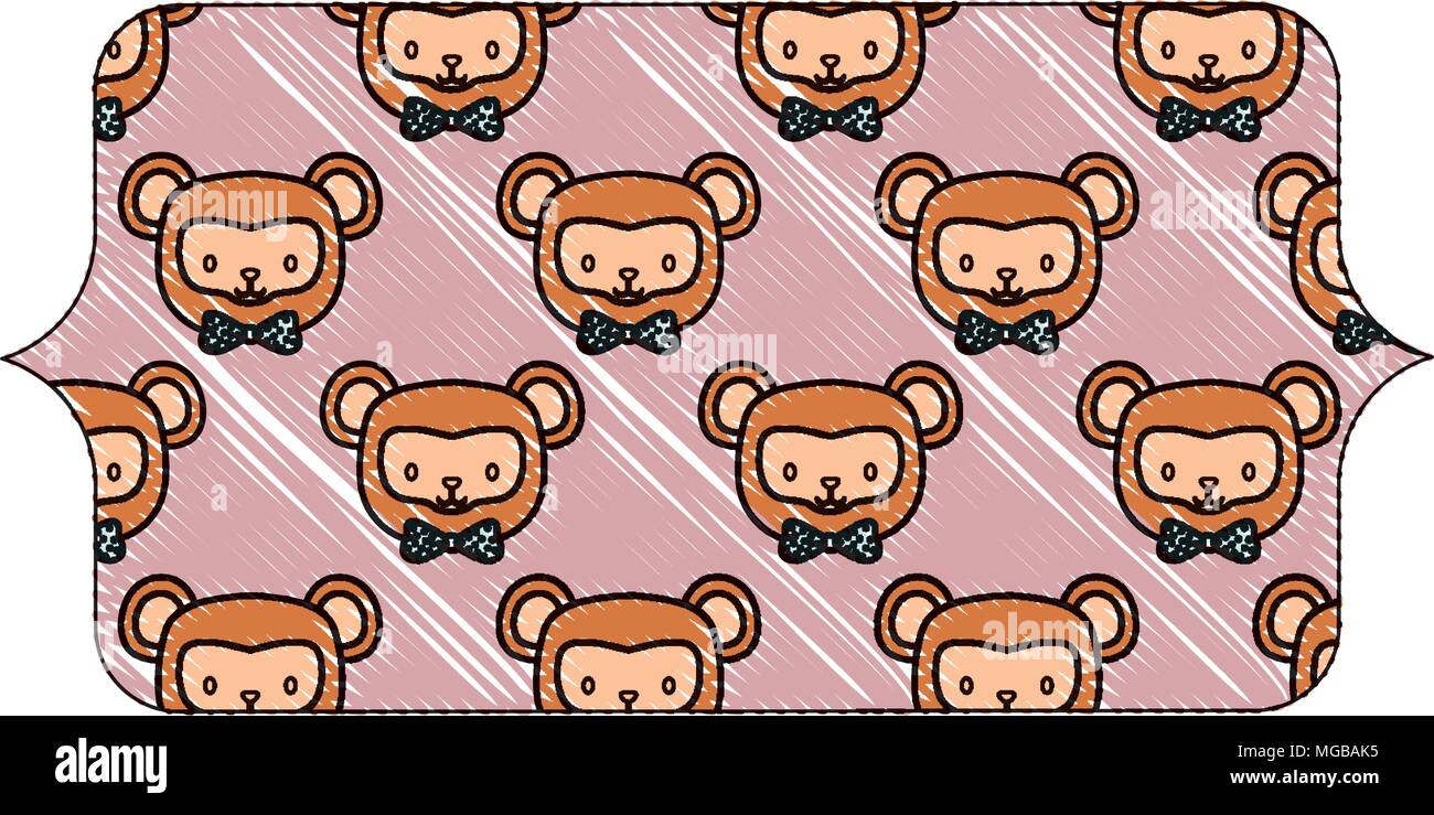 decorative banner with cute monkeys over white background, colorful ...