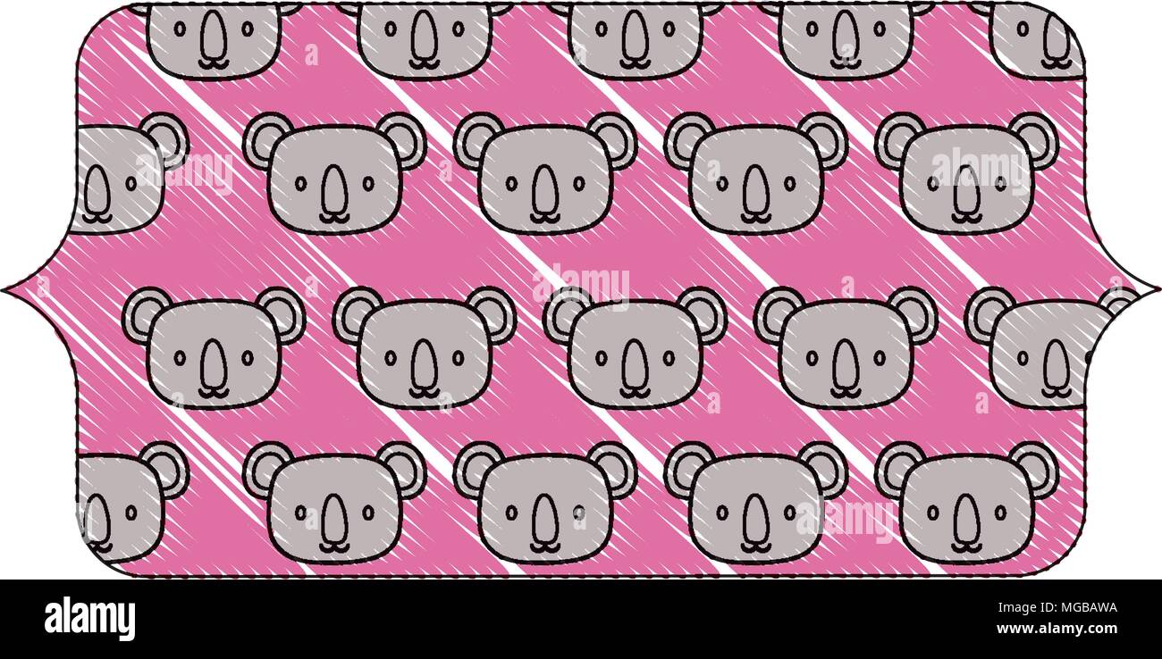 decorative banner with cute koalas pattern over white background ...